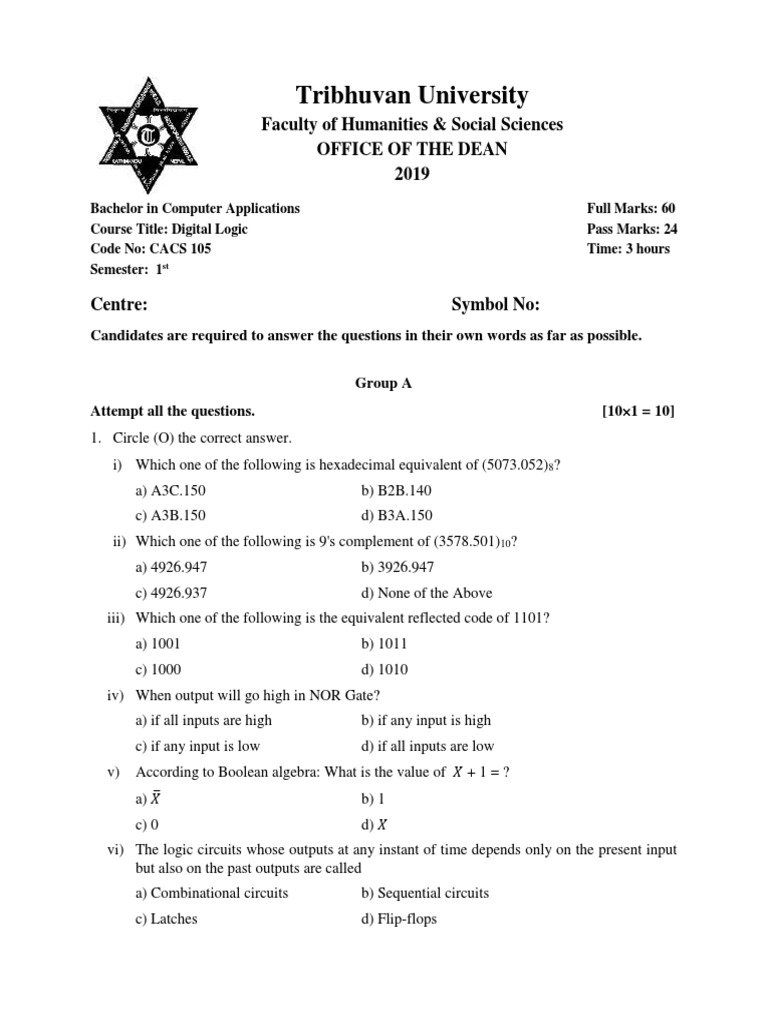 Assignment 1.1 2019 DL Question Set-Abhaya Basnet[BCA I Sem.] | PDF | Logic Gate | Computer Science