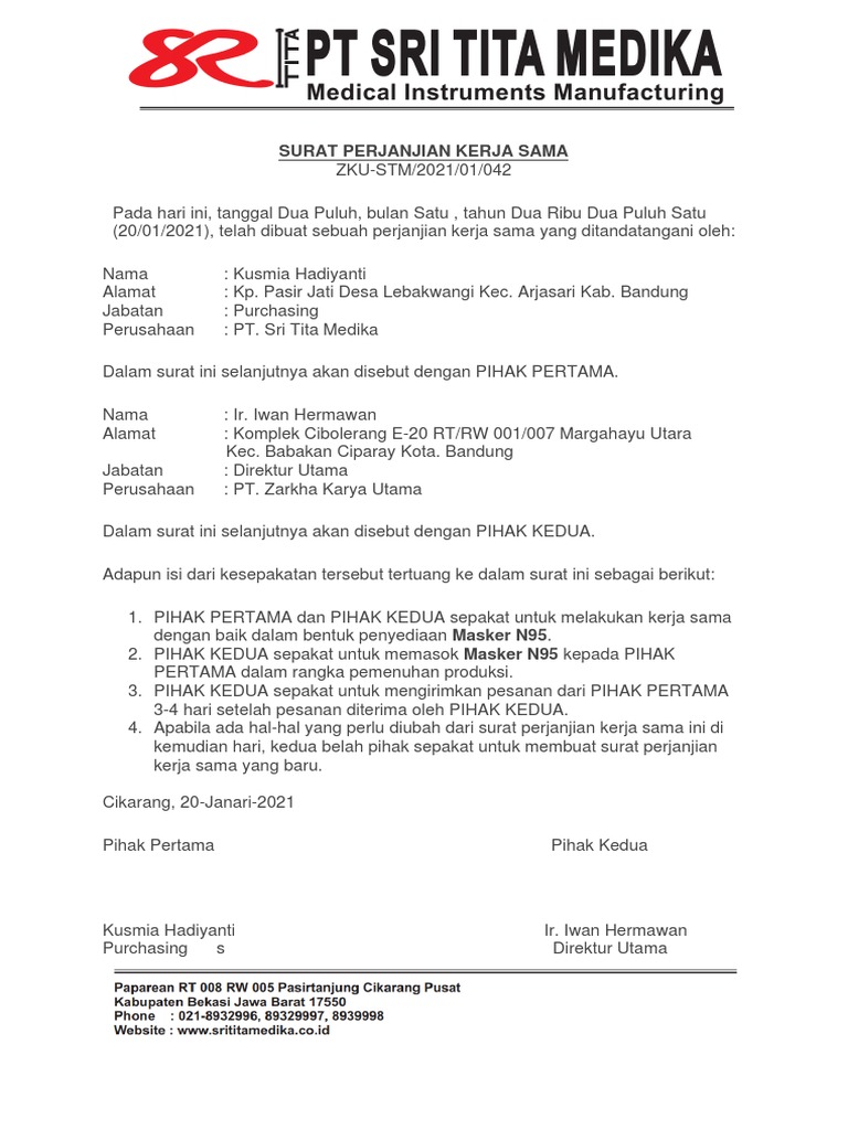 Surat Perjanjian Kerja Sama Pdf