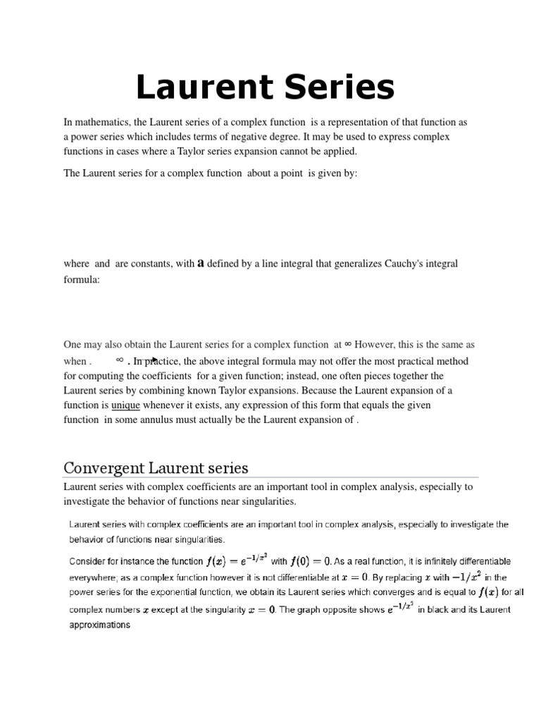 Laurent Series | PDF Laurent Series | PDF
