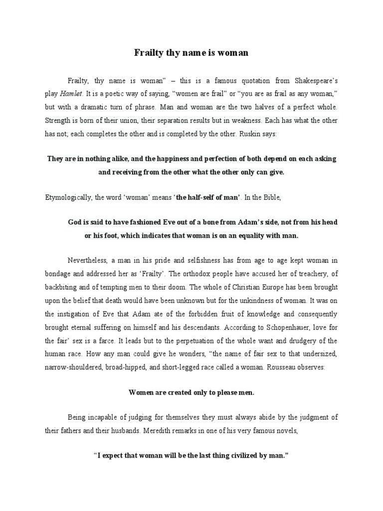 Reevaluating Women's Frailty in Society | PDF | Beauty | Eve