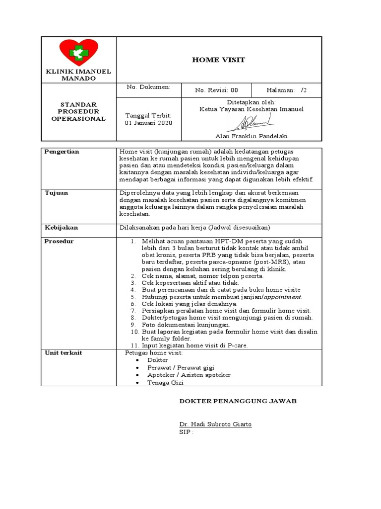 SOP Home Visit 2020-2021 | PDF