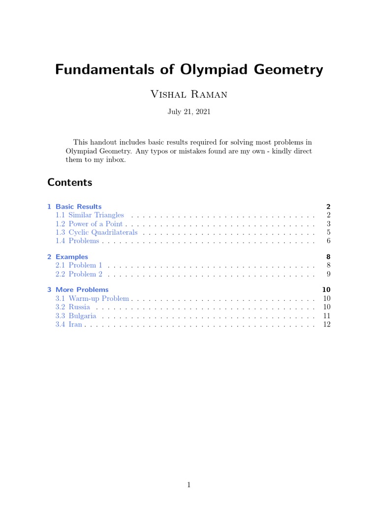 AoPS OlyGeo | PDF | Circle | Triangle