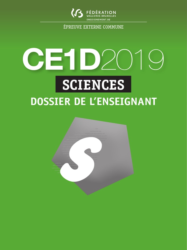 Evaluation Certificative - CE1D 2019 - Sciences - Dossier de L Enseignant Et Guide de Correction ...