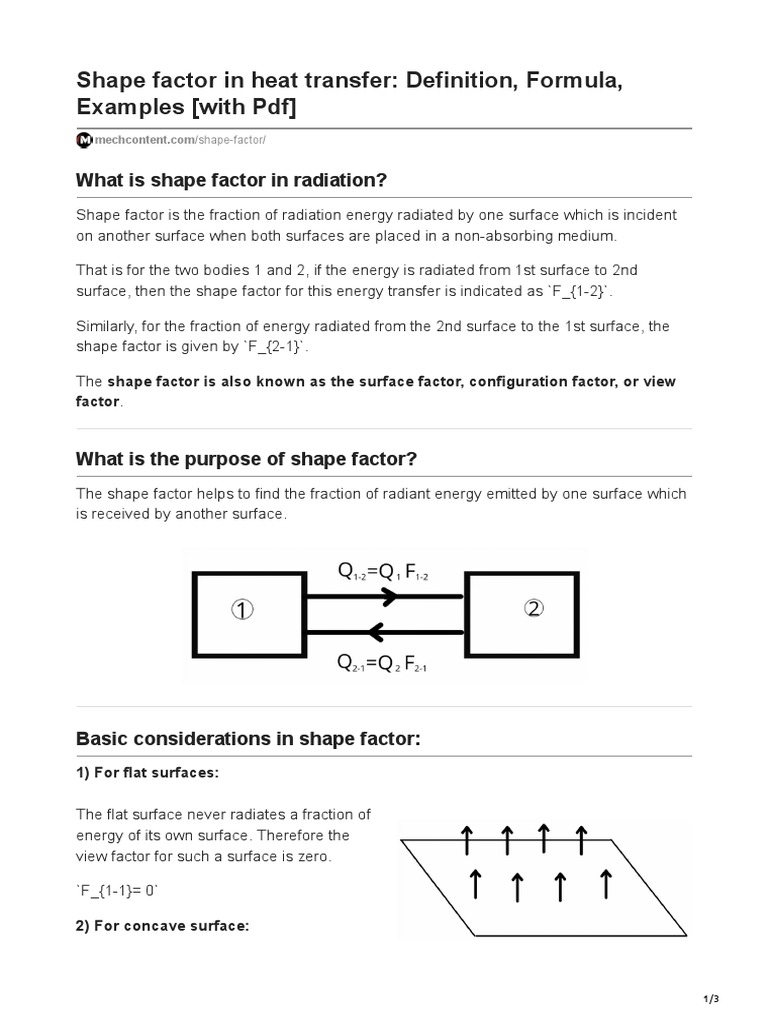 Shape Factor in Heat Transfer Explained | PDF | Science & Mathematics ...