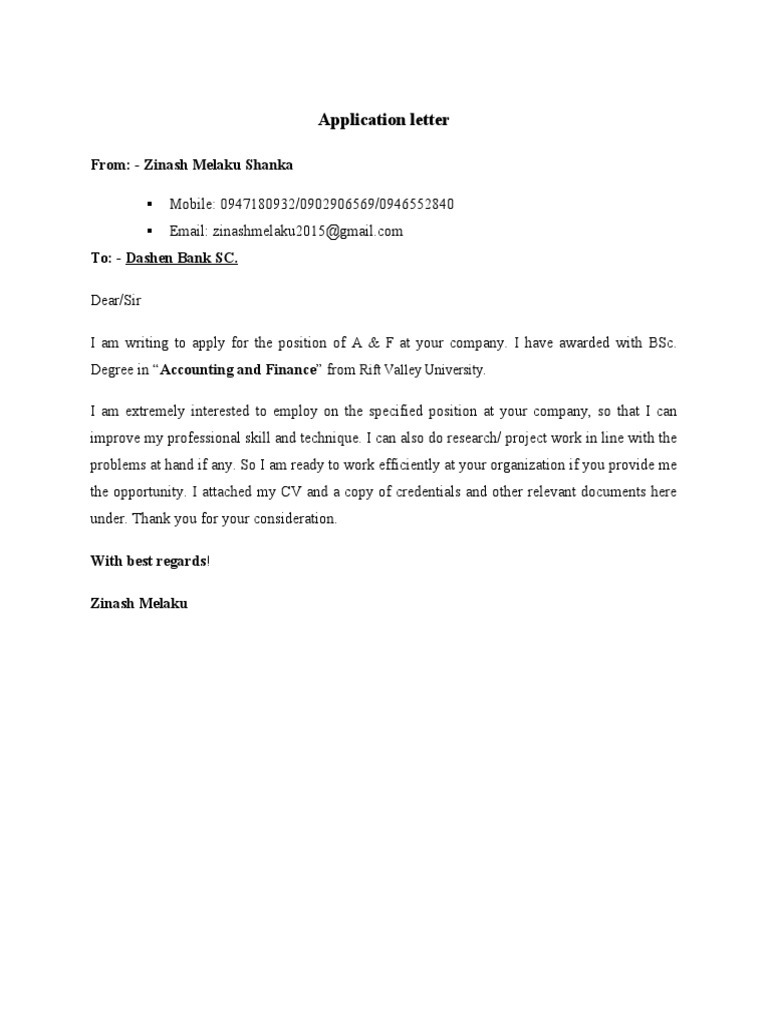 Application Letter | PDF