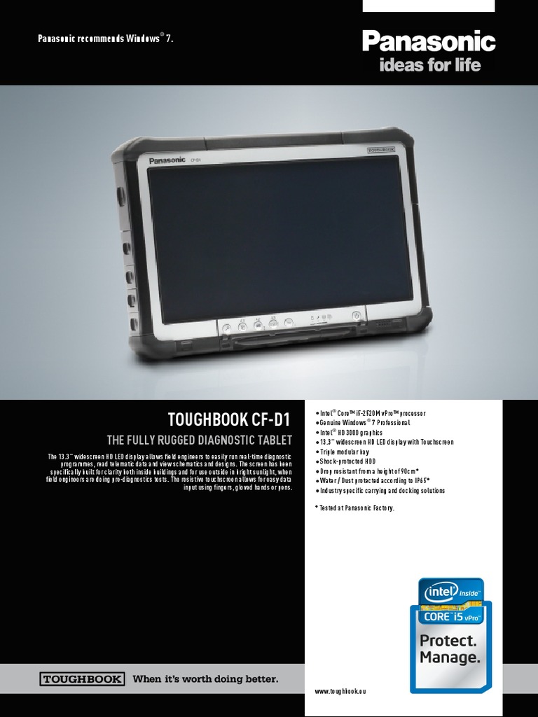 Toughbook Cf-D1: The Fully Rugged Diagnostic Tablet | PDF | Computing | Computer Hardware