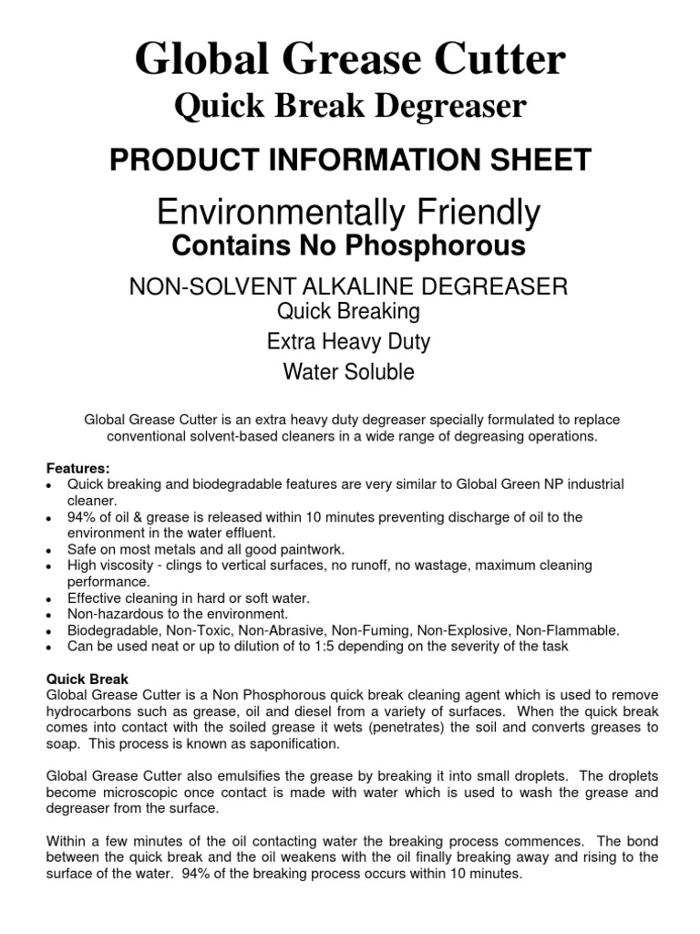 Global Grease Cutter: Environmentally Friendly | PDF | Biodegradation ...