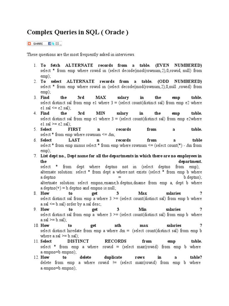 Good SQL qUERIES | PDF | Database Transaction | Software Design Good SQL qUERIES | PDF | Database Transaction | Software Design