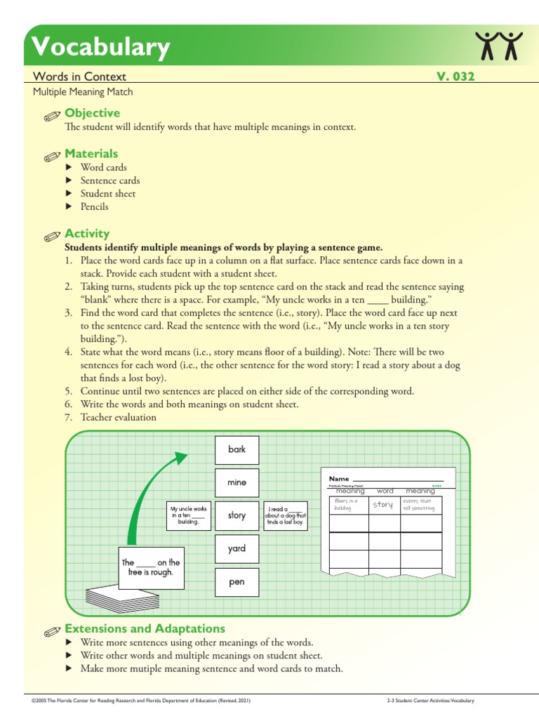 23 v032 Multiple Meaning Match | PDF | Word | Human Communication