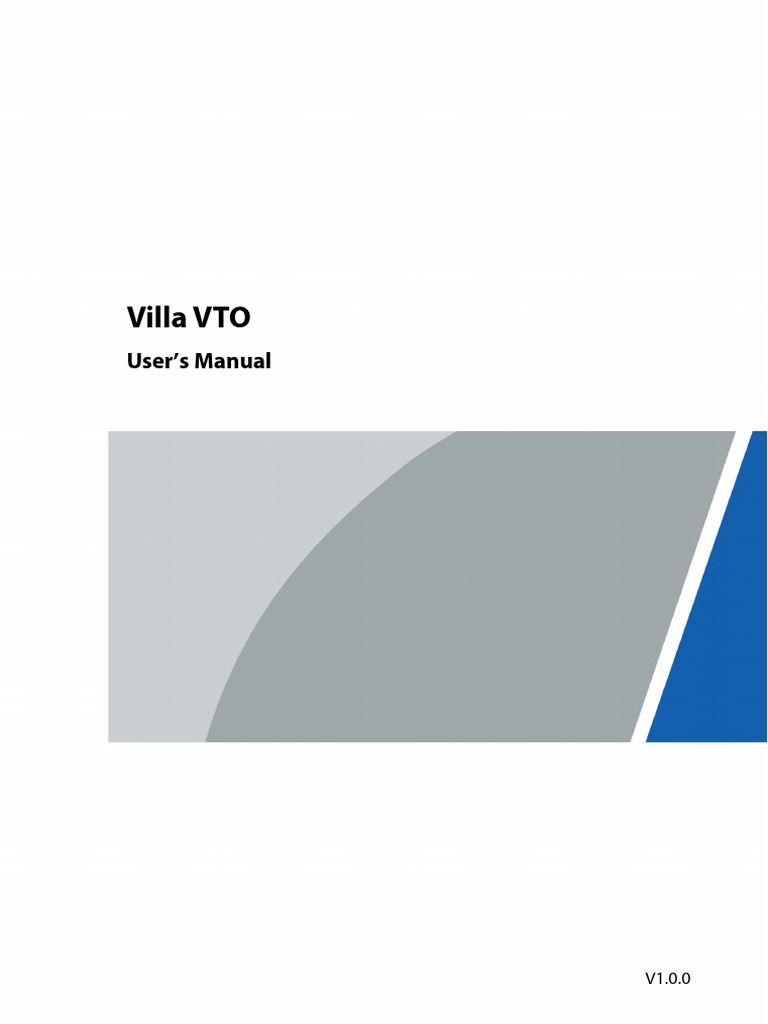 Villa VTO - User's Manual - V1.0.0-Eng | PDF | Session Initiation ...