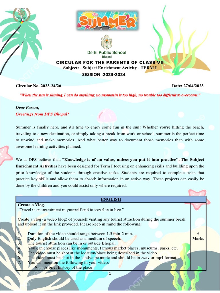 Circular 20230428162904 Sea I Class 7 (2023-24) (1) | PDF | Climate ...