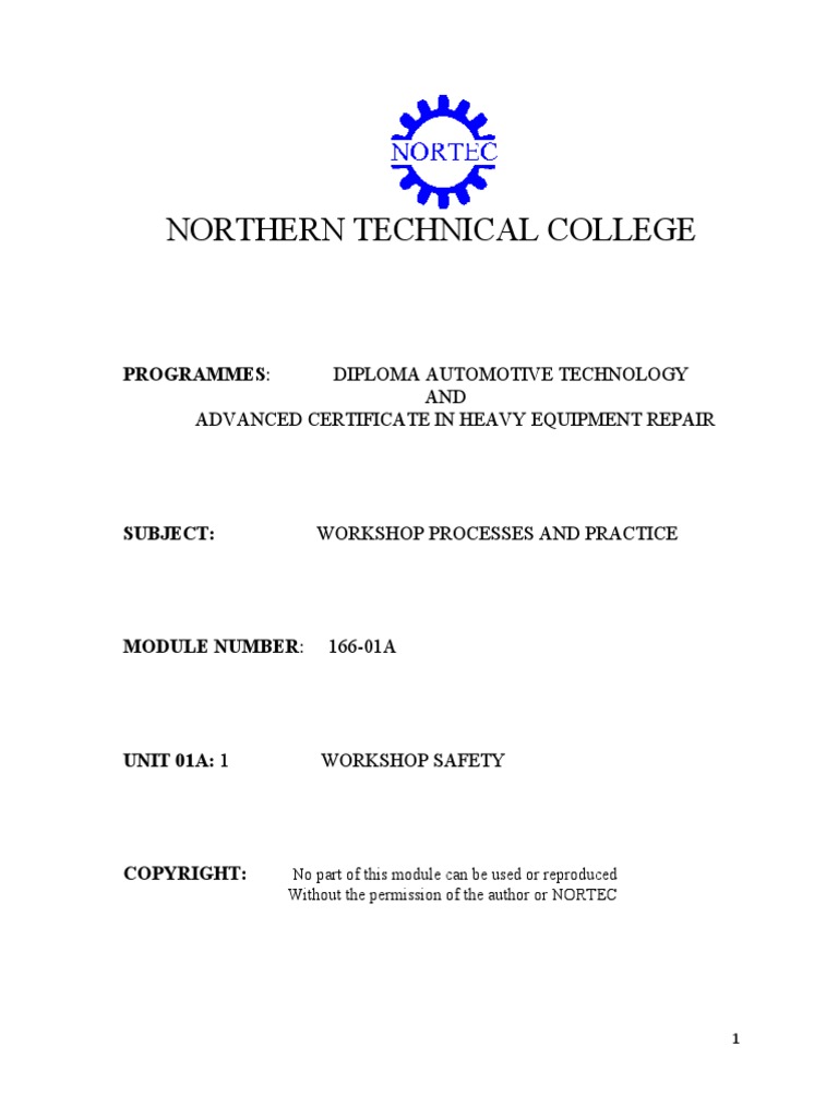 Workshop Safety | PDF | Wellness | Science & Mathematics