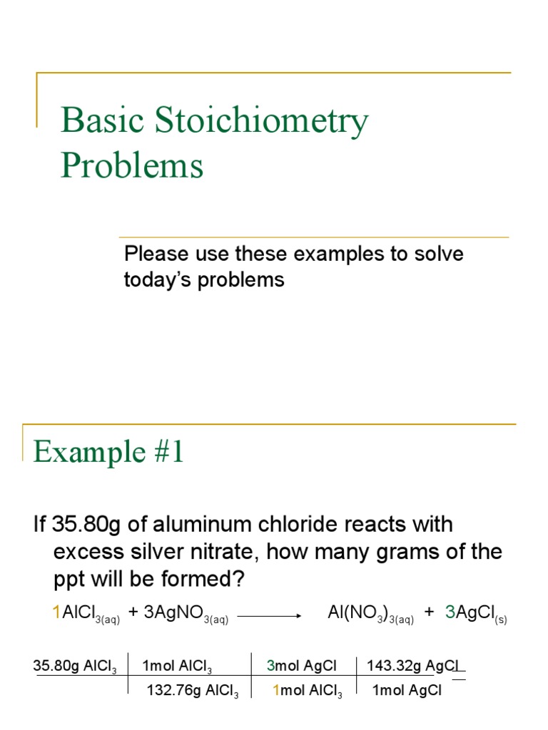 Basic Stoichiometry ProblemsSolutions | PDF