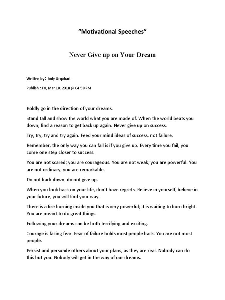 Motivational Speech | PDF | Self-Improvement