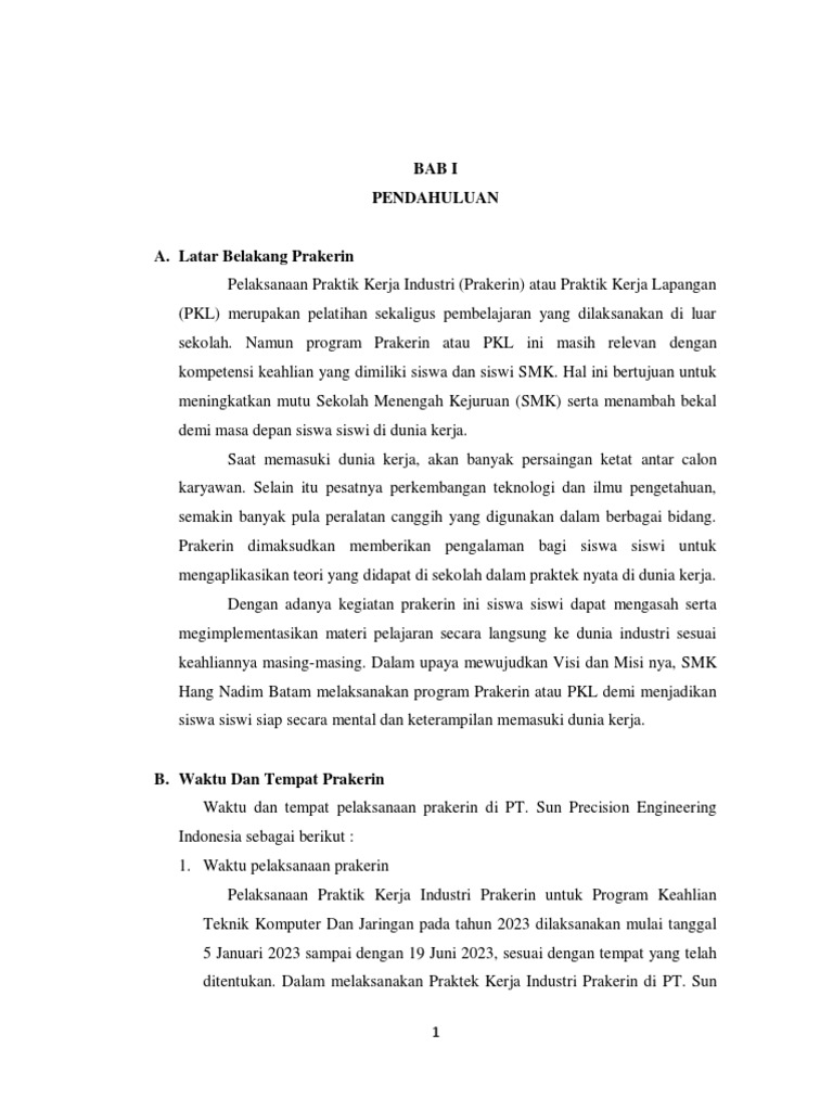 Laporan Prakerin Bab 1-4 MJ2195 | PDF