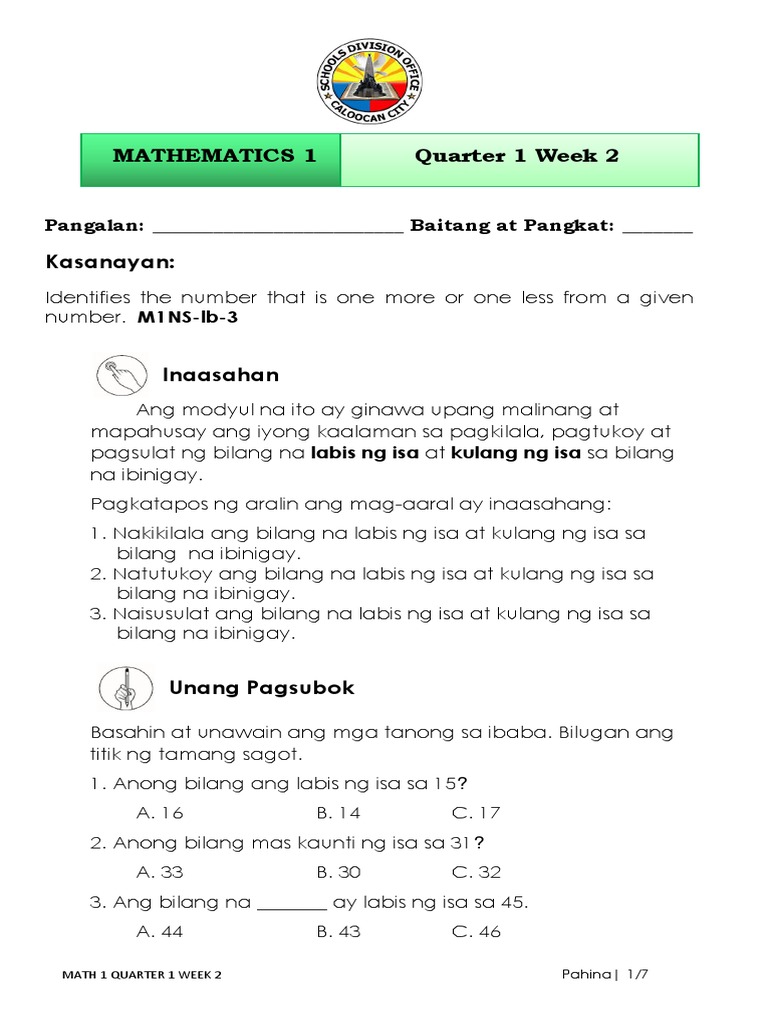 Math 1 Q1 Week 2 | PDF