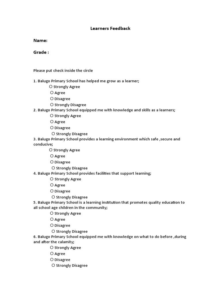 Learners Feedback SIP 2023-2025 | PDF