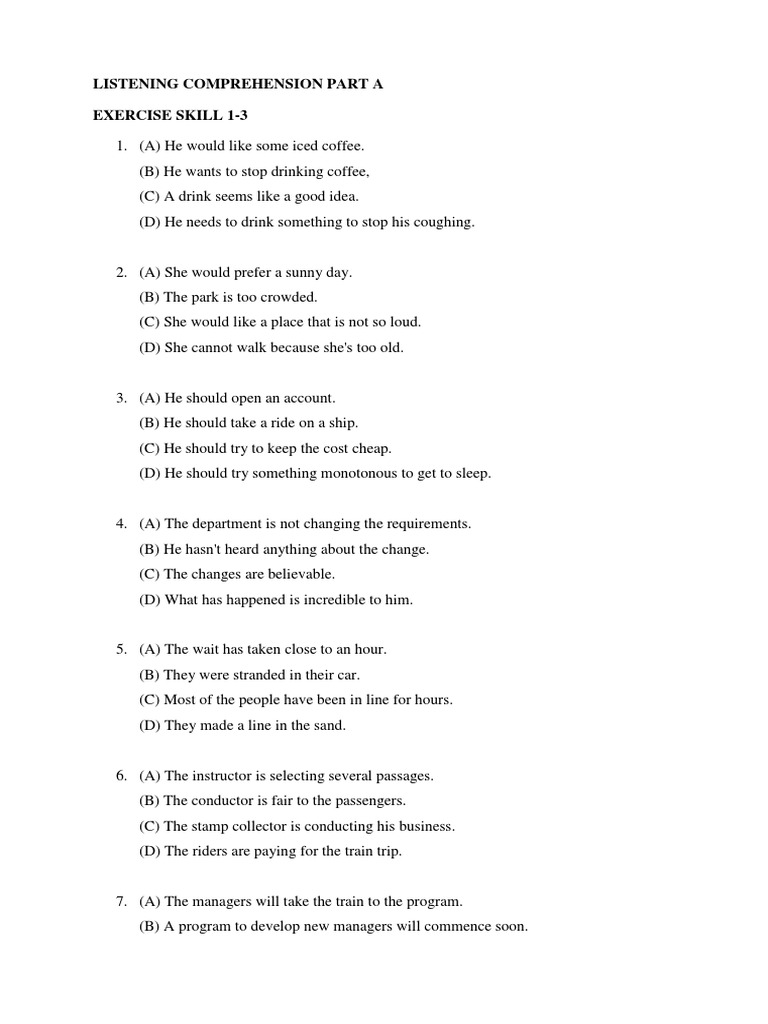 Listening Comprehension Exercises | PDF