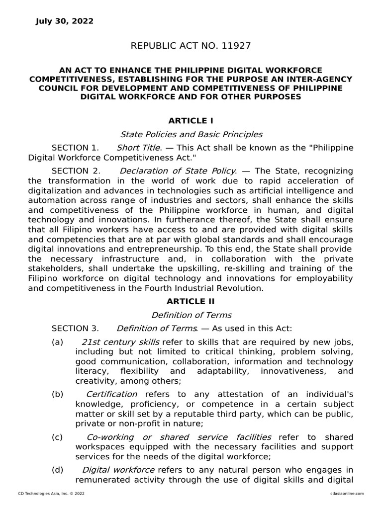 Republic Act No. 11927: State Policies and Basic Principles Short Title ...