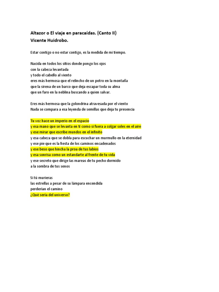 Altazor o El viaje en paracaídas | PDF