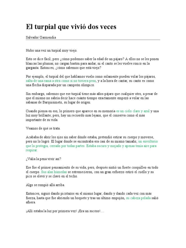 El turpial que vivió dos veces | PDF