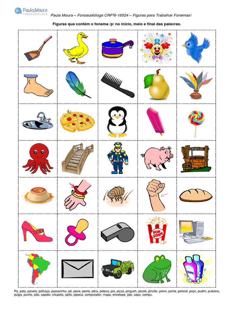 Figuras Dos Fonemas - Completo Inicio Meio e Final Da Palavra | PDF