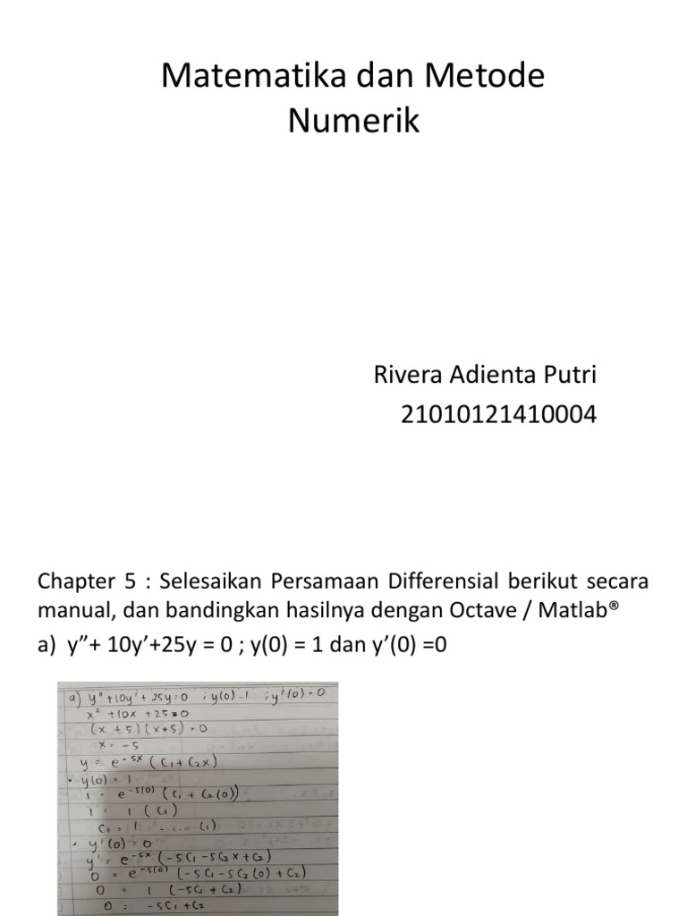 Persamaan Diferensial Dengan Matlab | PDF | Metode & Bahan Ajar