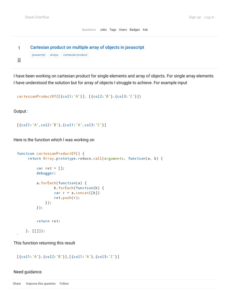 Cartesian Product On Multiple Array Of Objects In Javascript Stack Overflow Pdf Java 7859