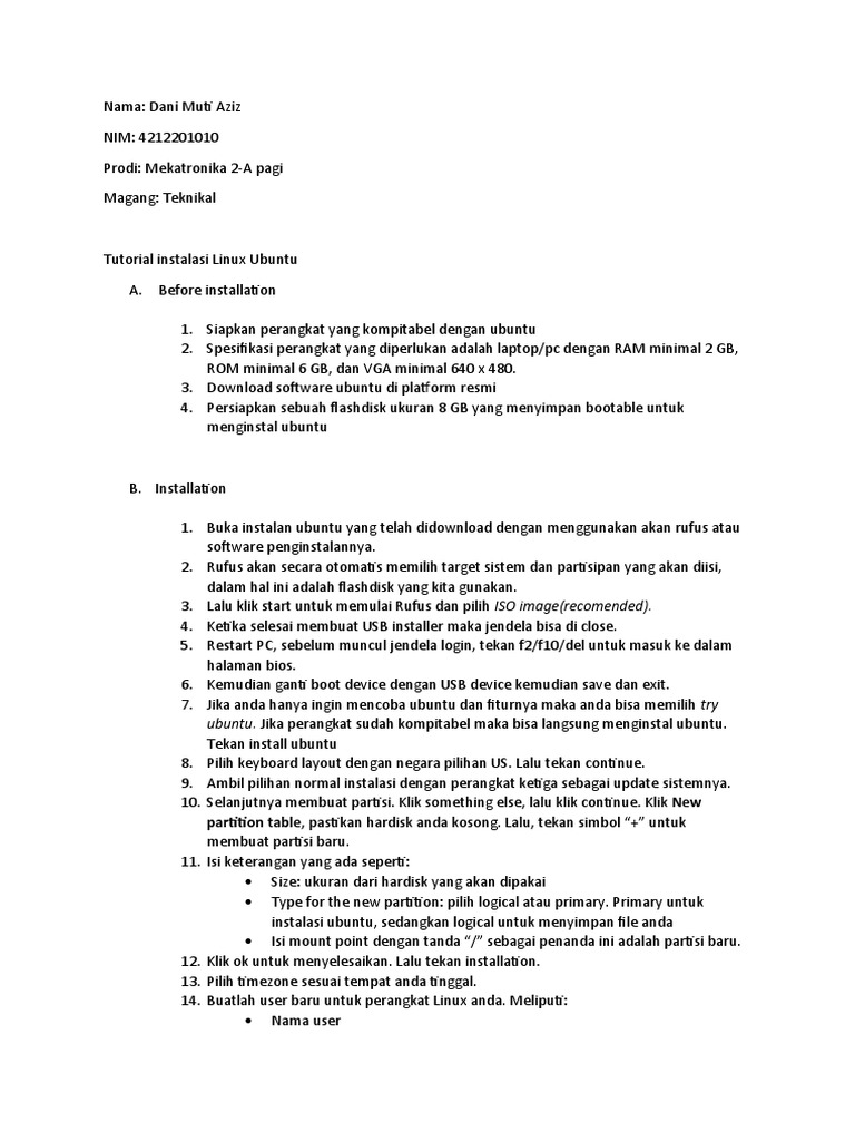 Panduan Instalasi Ubuntu | PDF | Komputer
