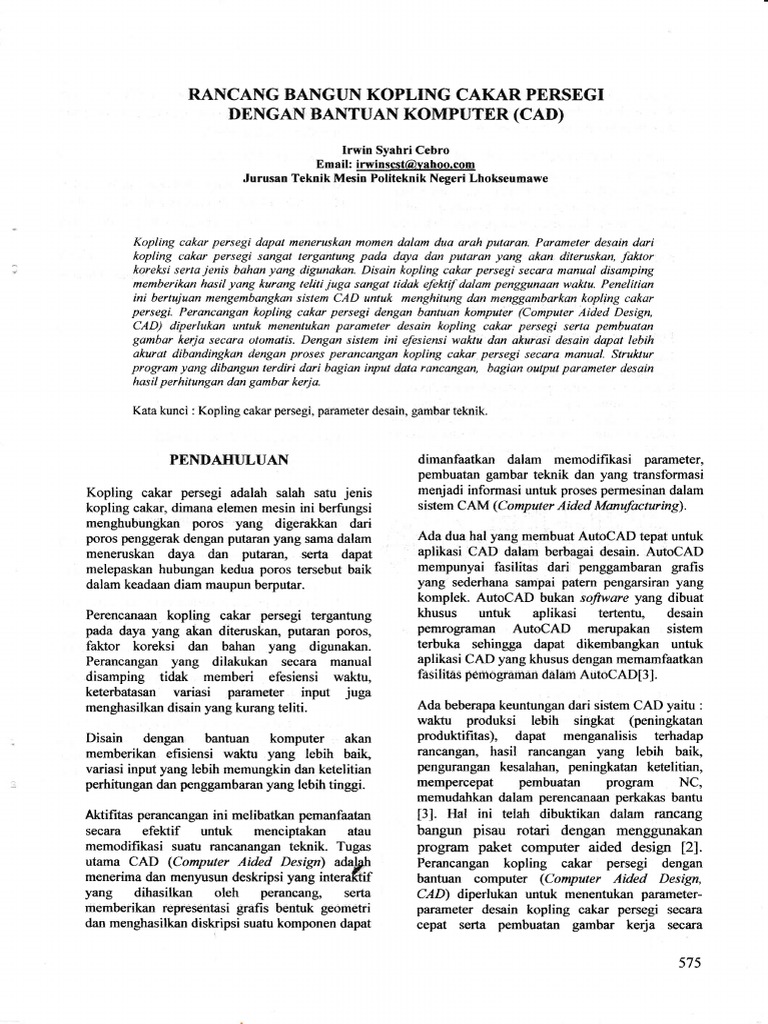 Rancang Bangun Kopling Cakar Persegi Den 17055c55 | PDF