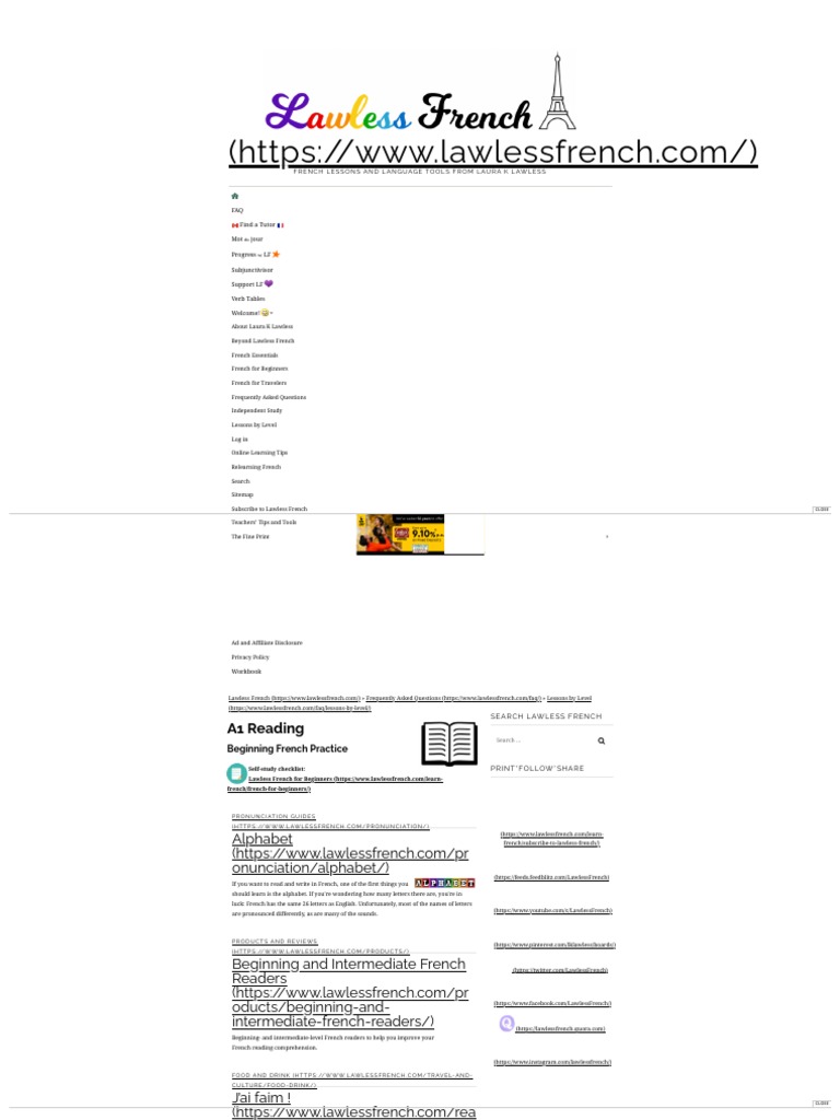 A1 French Reading Comprehension - Beginning Lawless French | PDF ...