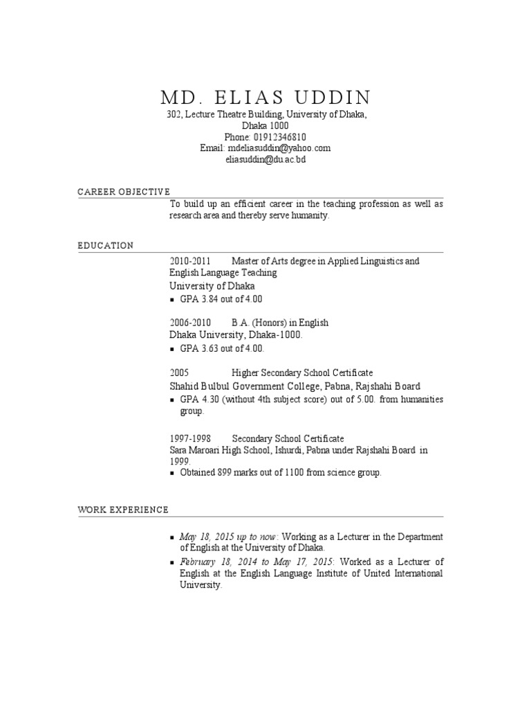 Elias Resume | Download Free PDF | Learning | Linguistics