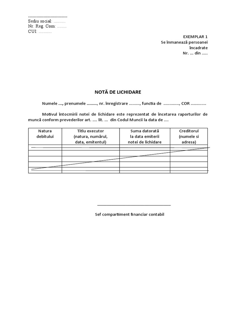 03.nota Lichidare | PDF