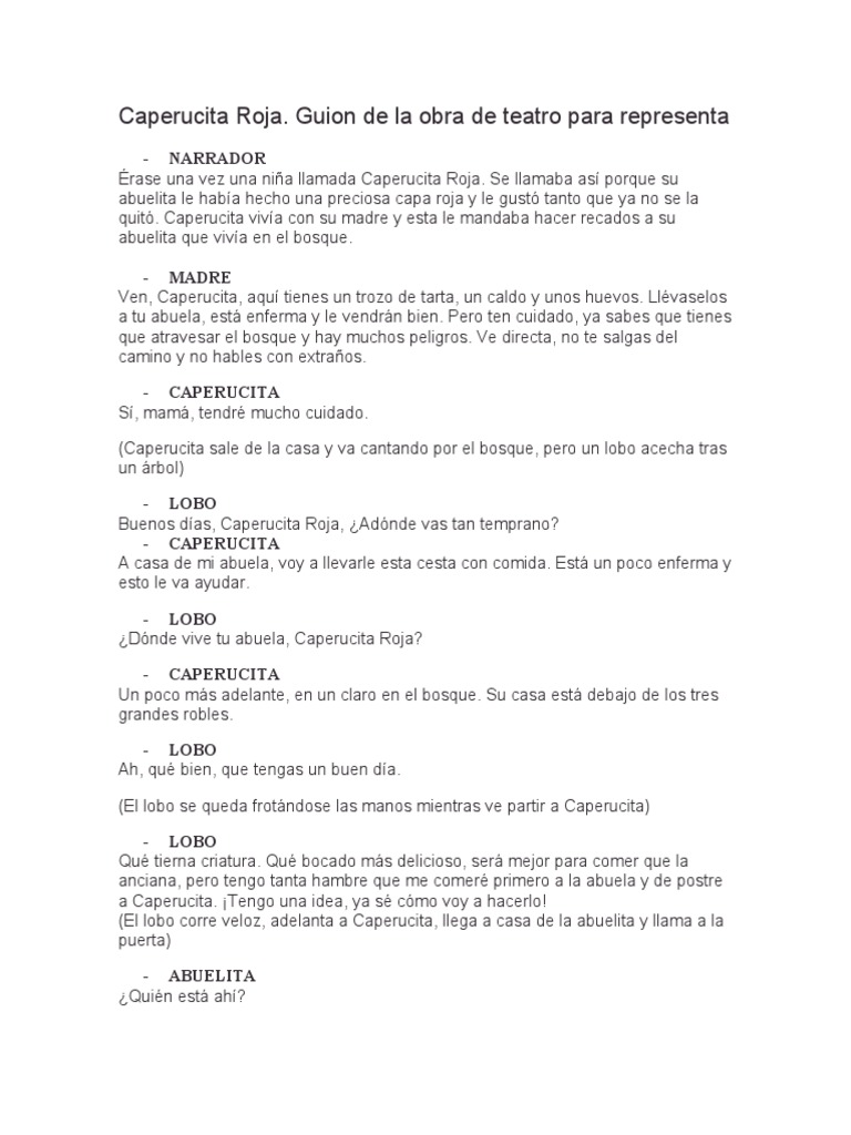 Caperucita Roja Obra de Teatro | PDF