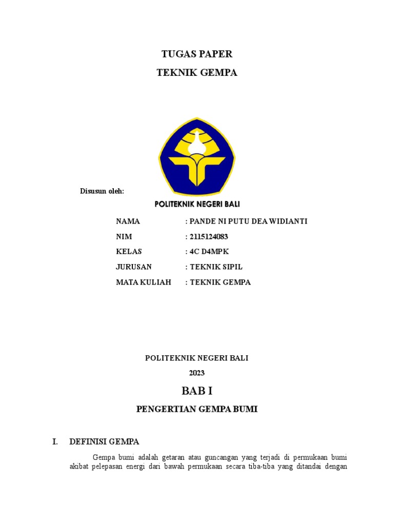 Makalah Teknik Gempa Finish | PDF