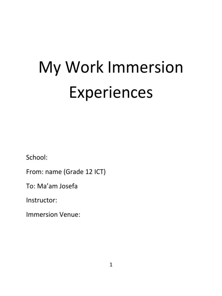 My Work Immersion Experiences | PDF