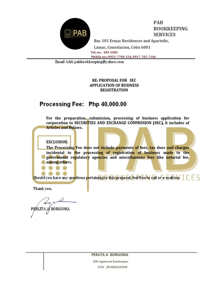 PROPOSAL- FOR CORPORATION PROCESSING | PDF
