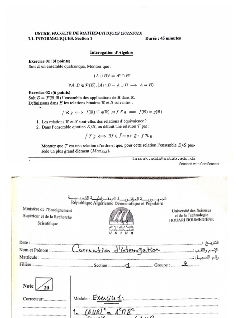 Correction D'interrogation Section 1 Groupe 2 | PDF