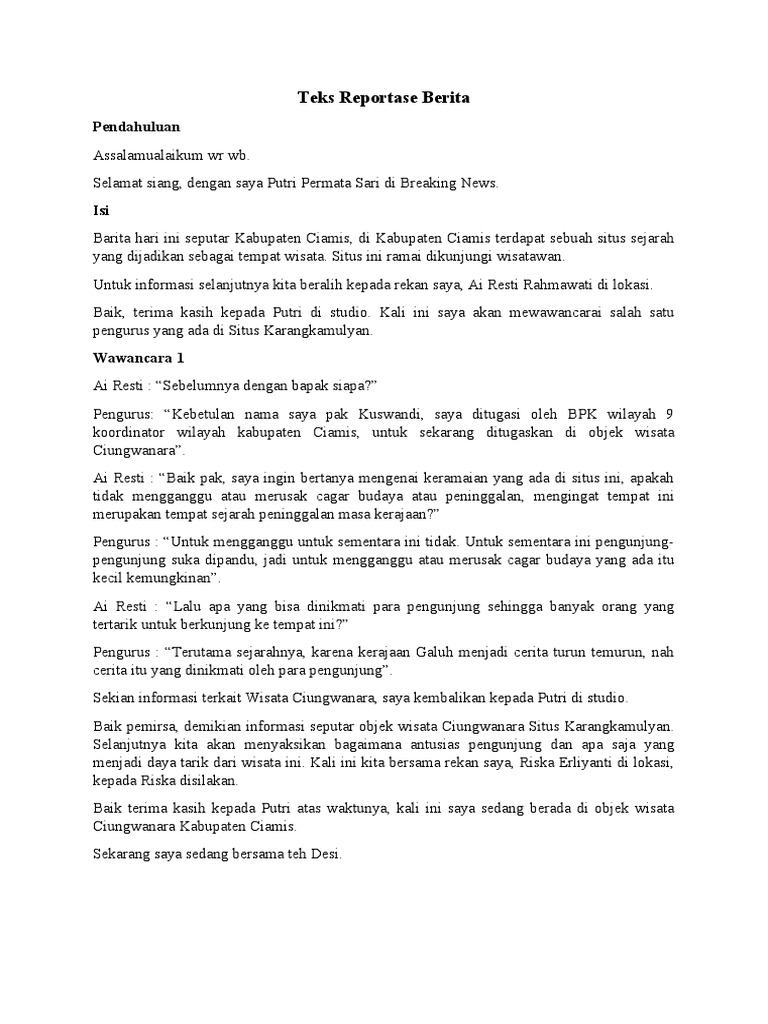 Teks Reportase Berita | PDF