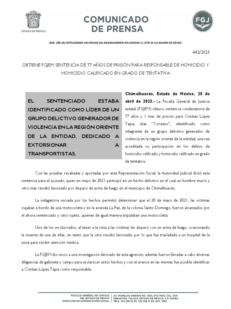 FGR:AIC-FGJEM Detenido "COREANO" | PDF | Homicidio | Fiscal
