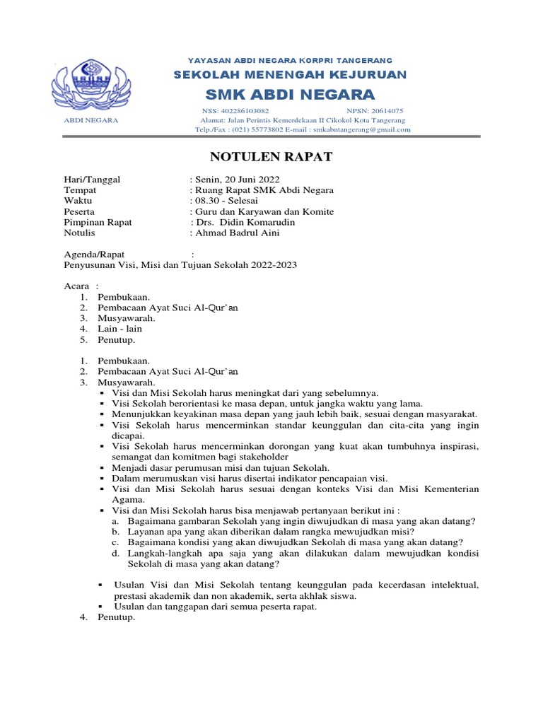 Dokumen-Rekomendasi-Dari-Hasil-Evaluasi-Notulen-Rapat | PDF