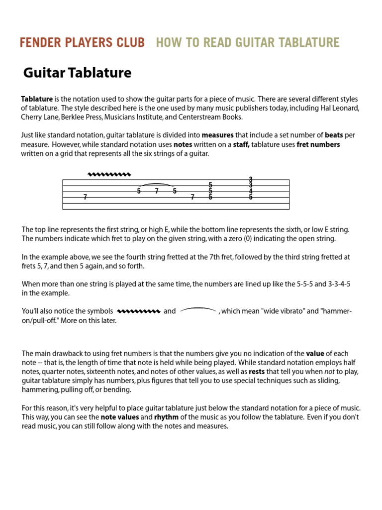 How To Read Tab Pdf Necked Lutes Music Theory