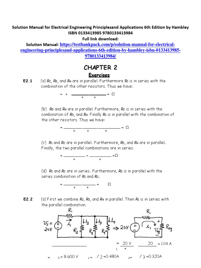 Solution Manual For Electrical Engineering Principlesand Applications ...