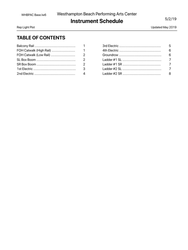 Instrument Schedule WHBPAC Base | PDF | Art