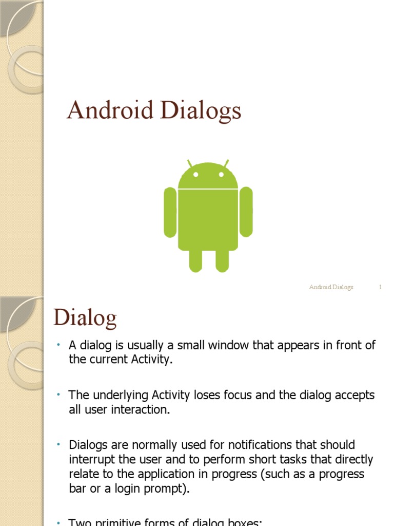 L09b - Android Dialogs (ITP4501) 2017 | PDF
