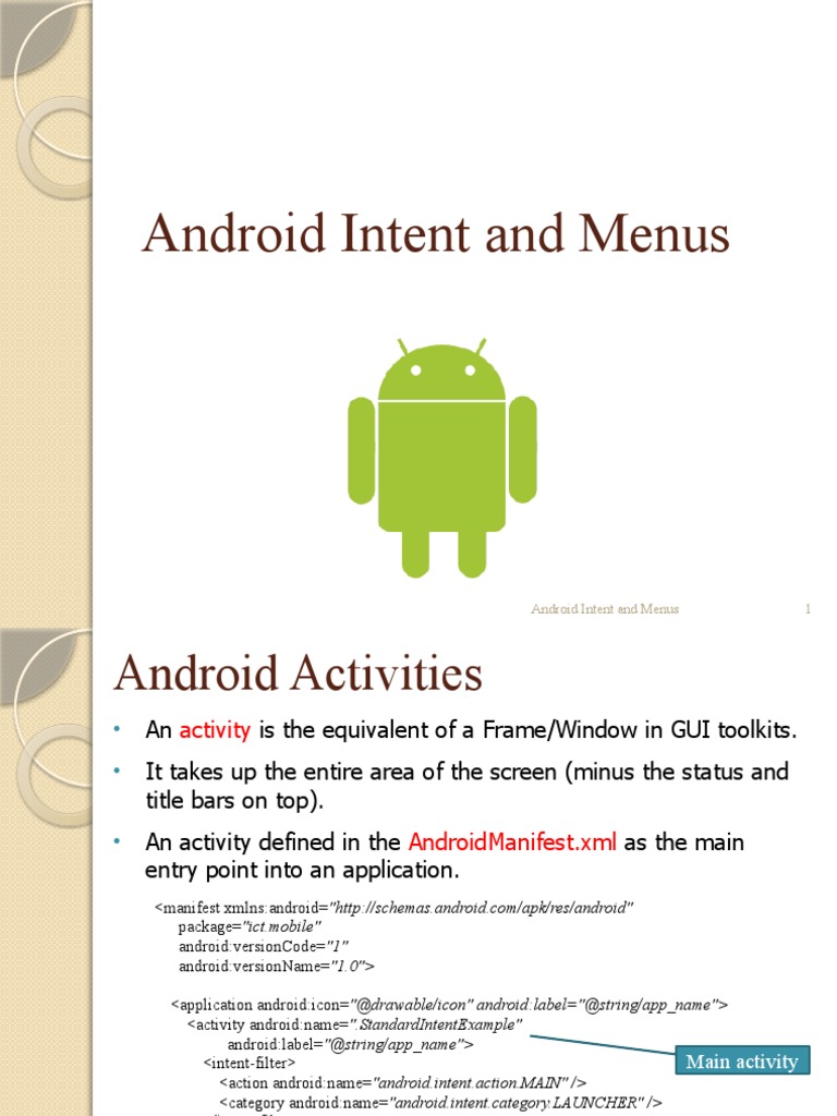 L05 - Android Intent and Menu ITP4501 2019 | PDF | Menu (Computing ...