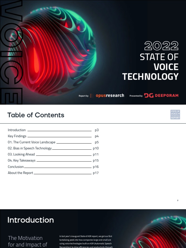 Opus Deepgram State of Voice Tech Report 2022 | PDF | Speech Recognition | Analytics