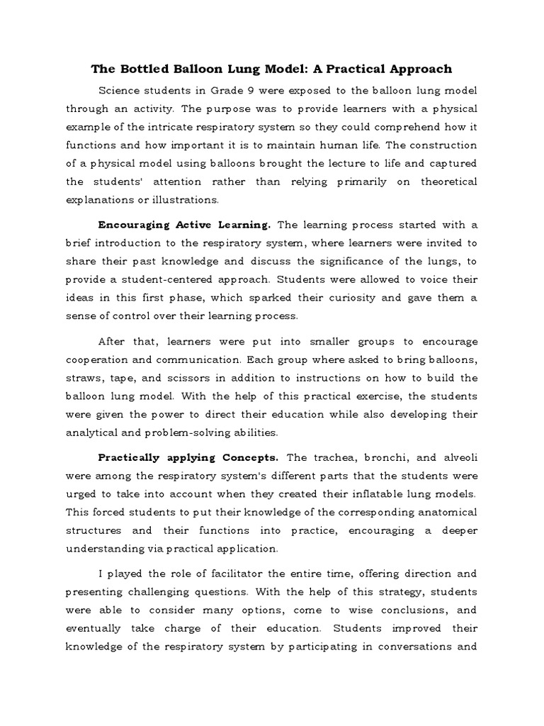 Q1 REFLECTION the Bottled Balloon Lung Model | PDF