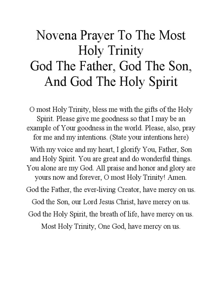 Novena Prayer to the Holy Trinity | PDF