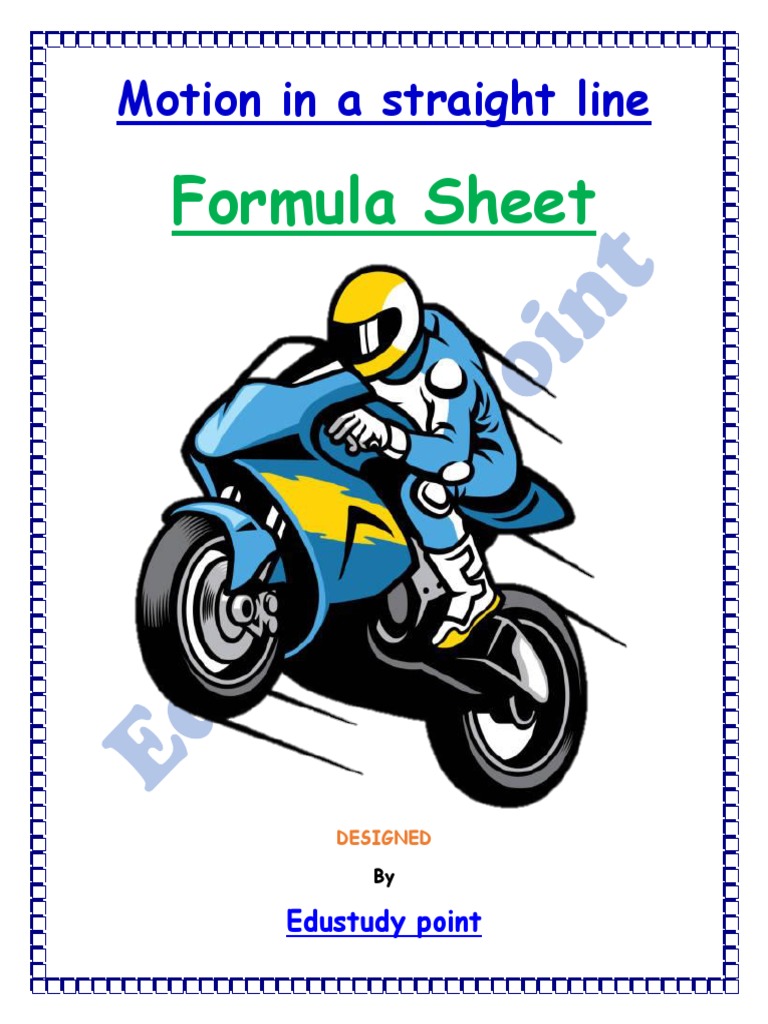 Motion in a Straight Line Formulas | PDF